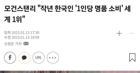 모건스탠리 작년 한국인 1인당 명품 소비 세계 1위⋯