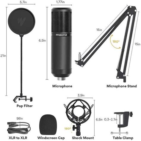 Maono AU-PM320S Cardioid Vocal Studio Recording XLR Condenser ...
