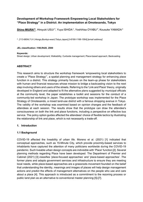 Pdf Development Of Workshop Framework Empowering Local Stakeholders