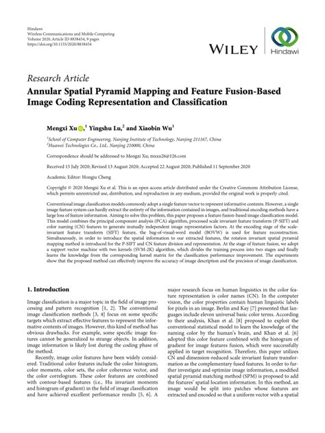Pdf Annular Spatial Pyramid Mapping And Feature Fusion Based Image Coding Representation And