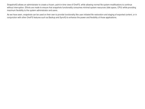 Snapshot And Onefs Feature Integration Data Protection With Dell Powerscale Snapshotiq Dell