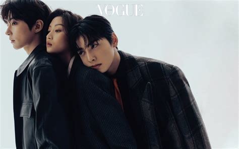 Cha Eunwoo And Moon Gayoung And Hwang Inyeop For Vogue Korea Magazine December Issue Kpopmap