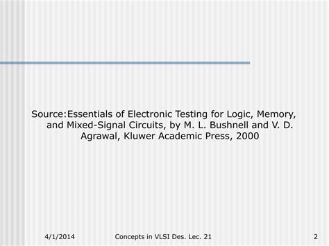 Ppt 332479 Concepts In Vlsi Design Lecture 21 Built In Self Testing