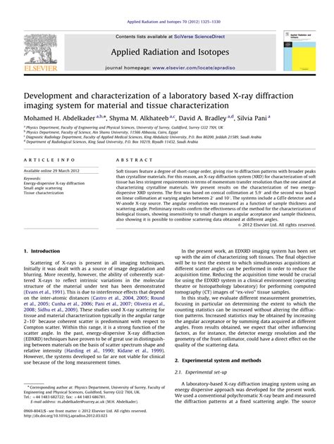 Pdf Development And Characterization Of A Laboratory Based X Ray Diffraction Imaging System
