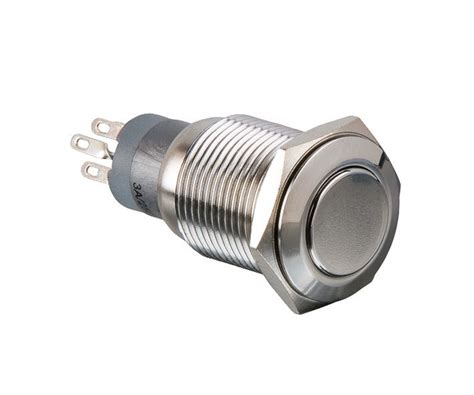 Stainless Steel Push Button Switch Low Profile D P C O Momentary Action 18mm Diameter