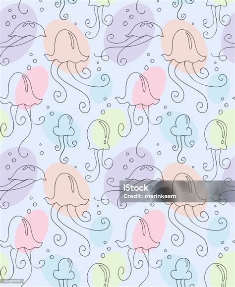 해파리입니다 거품과 해파리의 완벽 한 패턴입니다 벡터 일러스트 레이 션 연속무늬에 대한 스톡 벡터 아트 및 기타 이미지 연속무늬 해파리 검은색 Istock