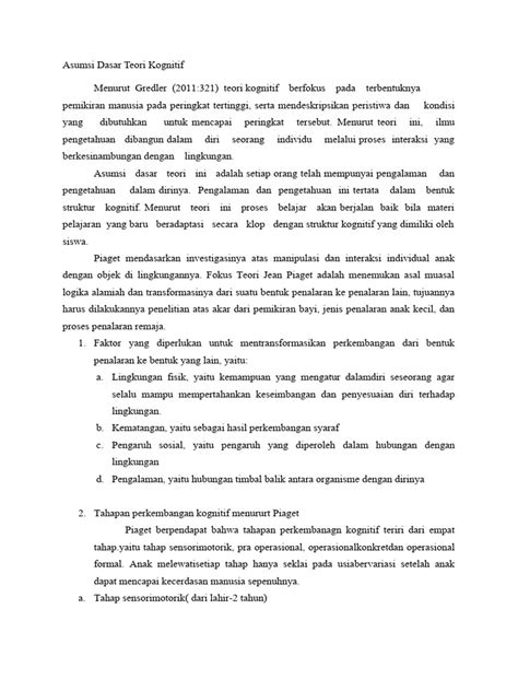 Asumsi Dasar Teori Kognitif Pdf