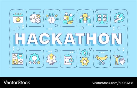 Hackathon Blue Word Concept Royalty Free Vector Image