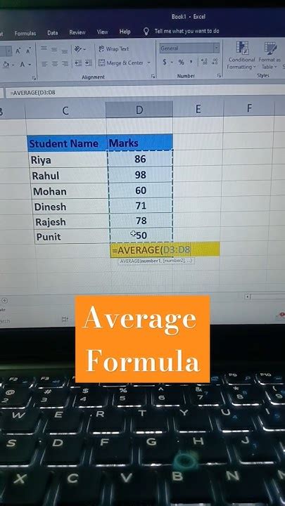 How To Use Average Function In Excel Shorts Viral Excel Youtube