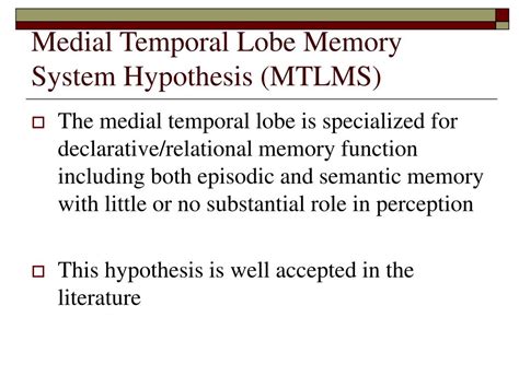Ppt Involvement Of Medial Temporal Lobe Structures In Memory And Perception Powerpoint