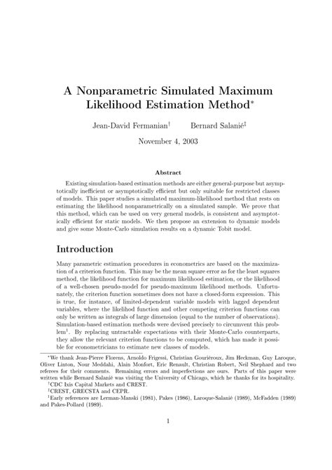 Pdf A Nonparametric Simulated Maximum Likelihood Estimation Method