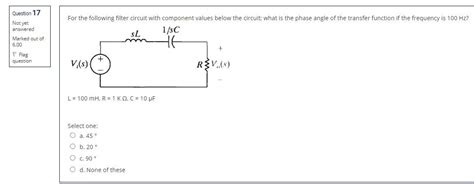 Solved Question 17 Not Yet Answered For The Following Filter Chegg Com