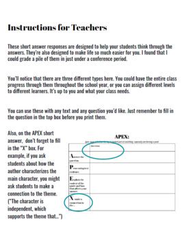 AP APE APEX Differentiated Short Answer Forms By TeacherTrio