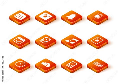 Set Clock 24 Hours Cloud Sync Refresh Calendar With Check Mark Hard Disk Drive Hdd And Music