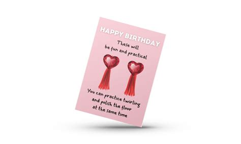 Happy Birthday Nipple Tassles Funny Greetings Card Lunabuloona