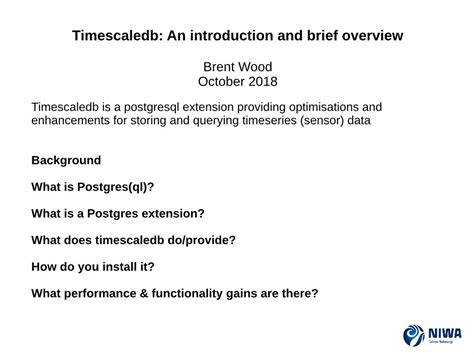 Pdf Timescaledb An Introduction And Brief Overview · Timescaledb An