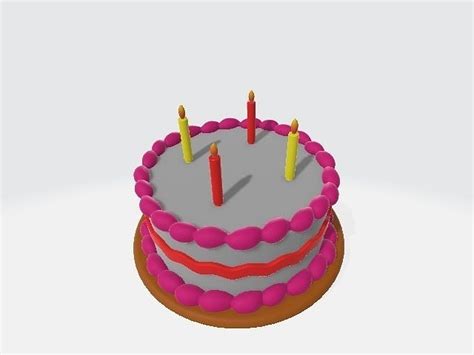 3d Cartoon Birthday Cake With Candles Free 3d Model Cgtrader