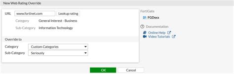 Web Rating Override Fortigate Fortios 6216 Fortinet Document Library