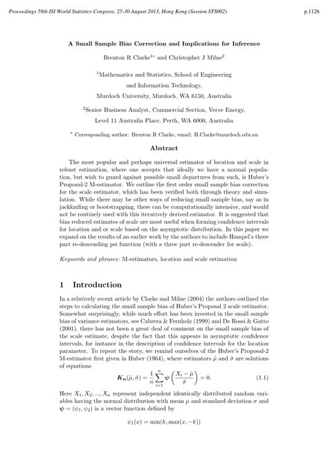 Pdf A Small Sample Bias Correction And Implications For Inference