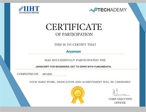 I Have Just Completed The Javascript For Beginnersorganized By Techademy Aryaman