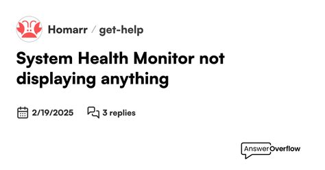 System Health Monitor Not Displaying Anything Homarr