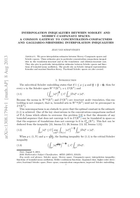 Pdf Interpolation Inequalities Between Sobolev And Morreycampanato