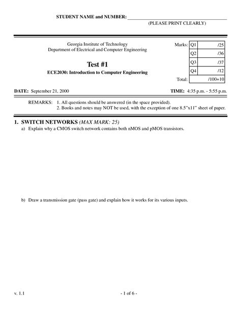 Implementation Computer Engineering Exam Docsity