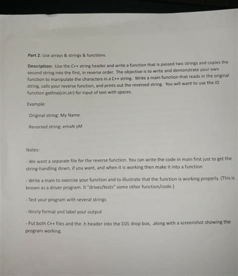 Solved Part 2 Use Arrays And Strings And Functions