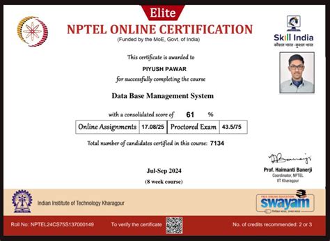 Piyush Pawar On Linkedin Nptel Databasemanagement