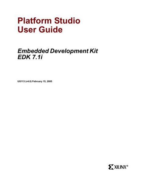 Platform Studio User Guide Embedded Development Kit Xilinx
