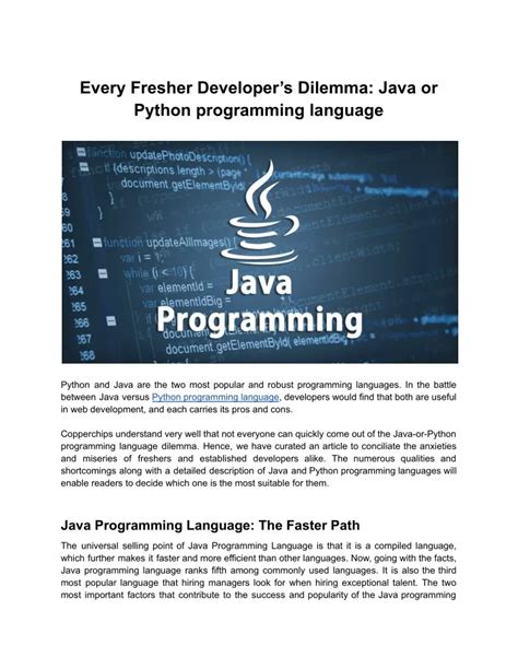 ppt every fresher developer s dilemma java or python programming language powerpoint