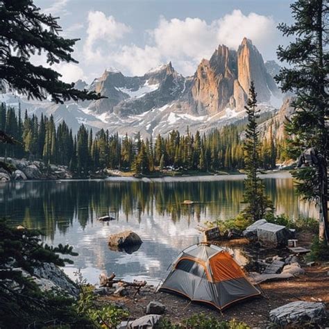 Free Serene Camping Spot Image Camping Alpine Lake Download At