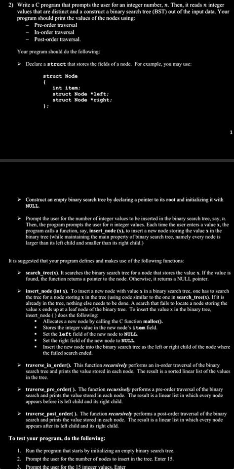 Solved 2 Write A C Program That Prompts The User For An Integer Number N Then It Reads N
