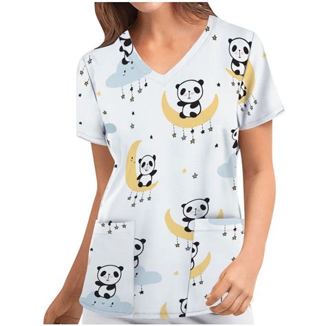 A05 Female Nurse Uniform Short Sleeved V Neck Top Vicedeal