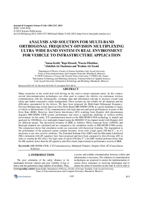 Pdf Analysis And Solution For Multi Band Orthogonal Frequency