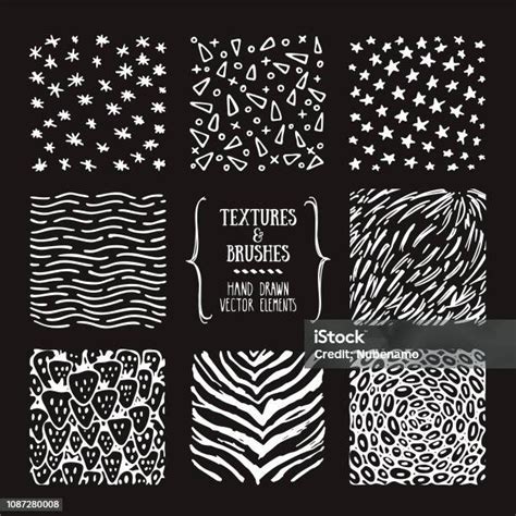 손으로 그린 패턴 부족 장식품 텍스처를 추상화합니다 포스터 플라이어 초대장 디자인 서식 파일이입니다 벡터 클립 아트 컬렉션 검은 배경에 고립입니다 개체 그룹에 대한 스톡
