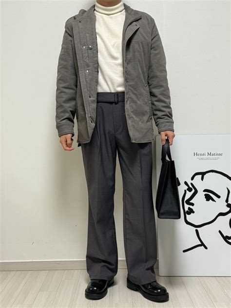 30대 남자 겨울 코디 회색자켓 와이드팬츠 출근룩 패션스타일 Ootd 네이버 블로그
