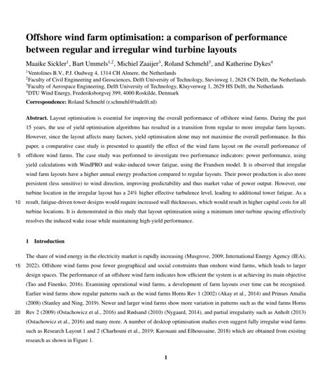 Pdf Offshore Wind Farm Optimisation A Comparison Of Performance Between Regular And Irregular