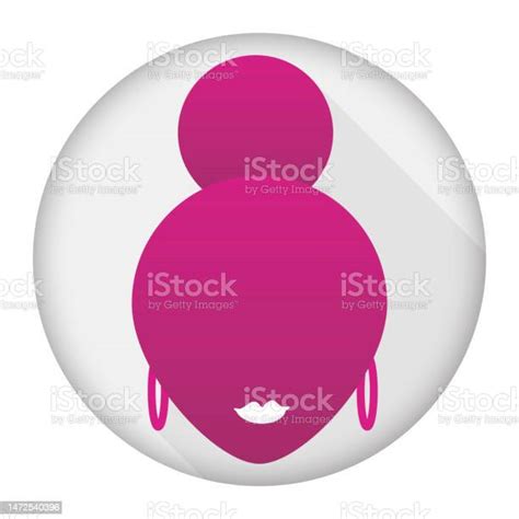 여자의 머리와 롤빵 헤어스타일로 긴 그림자 효과의 버튼 벡터 일러스트레이션 3월에 대한 스톡 벡터 아트 및 기타 이미지 3월 8 International Womens