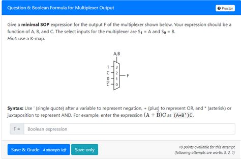 Solved Question 6 Boolean Formula For Multiplexer Output