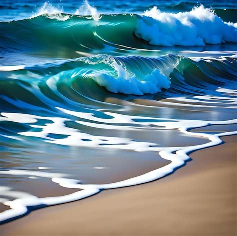 Abstract Blue Wave Pattern On White Background Image Premium Ai