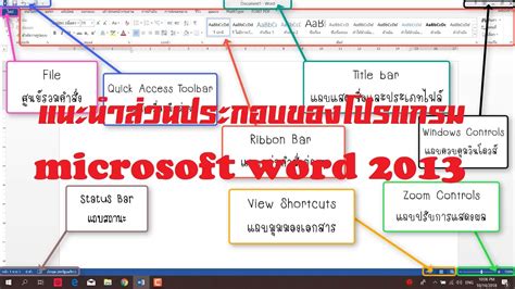 ทำความรู้จักโปรแกรม Microsoft Word 2013 ส่วนประกอบของหน้าจอโปรแกรม ข้อมูลที่มีรายละเอียดมาก