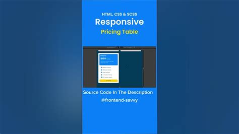 Responsive Pricing Table Design Tutorial With Html Css And Scss