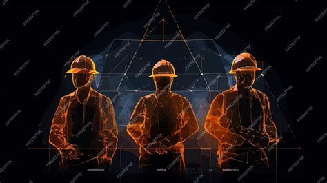 Glowing Mesh Industrial Users With Lightspot Effect Premium Ai Generated Vector
