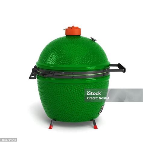 작은 바베큐 그린 컬러 바베큐 그릴 야외 고기 음식 오른쪽보기 3d 렌더링 흰색 준비 3차원 형태에 대한 스톡 사진 및 기타 이미지 3차원 형태 Barbecue