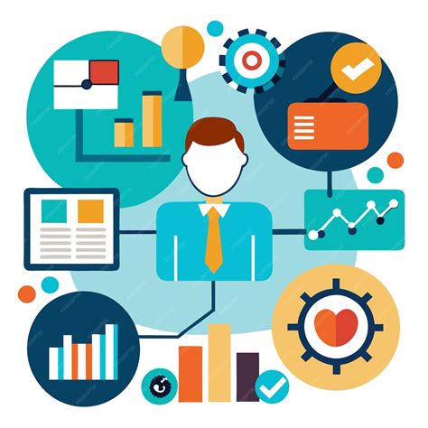 Businessman With Various Data Charts Graphs And Graphs Premium Ai Generated Vector