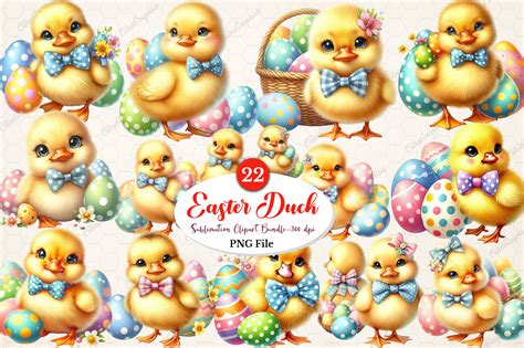 Watercolor Cute Easter Duck Clipart Graphic By Citragraphics · Creative Fabrica