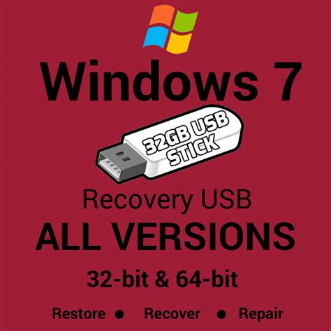 Windows 7 Professional 32 Bit Recovery Reinstall Boot Restore Usb Stick
