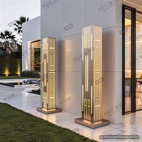Ai创作图竖长条灯景观墙 方柱景观灯 现代景观灯 户外柱子灯 廊架景观灯 户外墙壁灯 灯饰大门造型 方形柱式景观灯 奢华精神堡垒 镂空发光门头 仿古门柱灯 室外墙壁灯 长竖条壁灯 新中式厅外