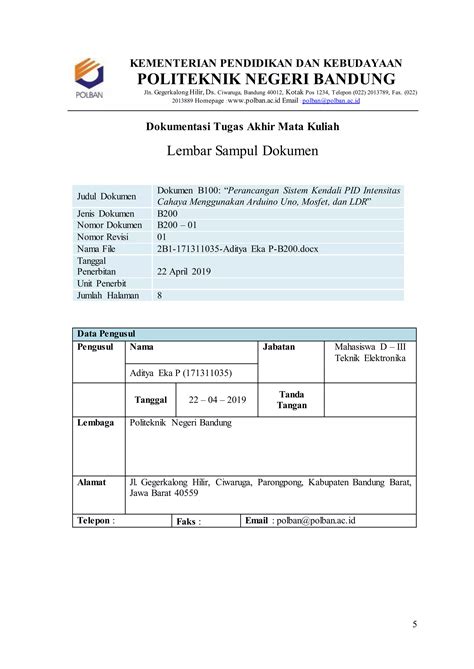 Perancangan Sistem Kendali Pid Intensitas Cahaya Dengan Arduino Uno